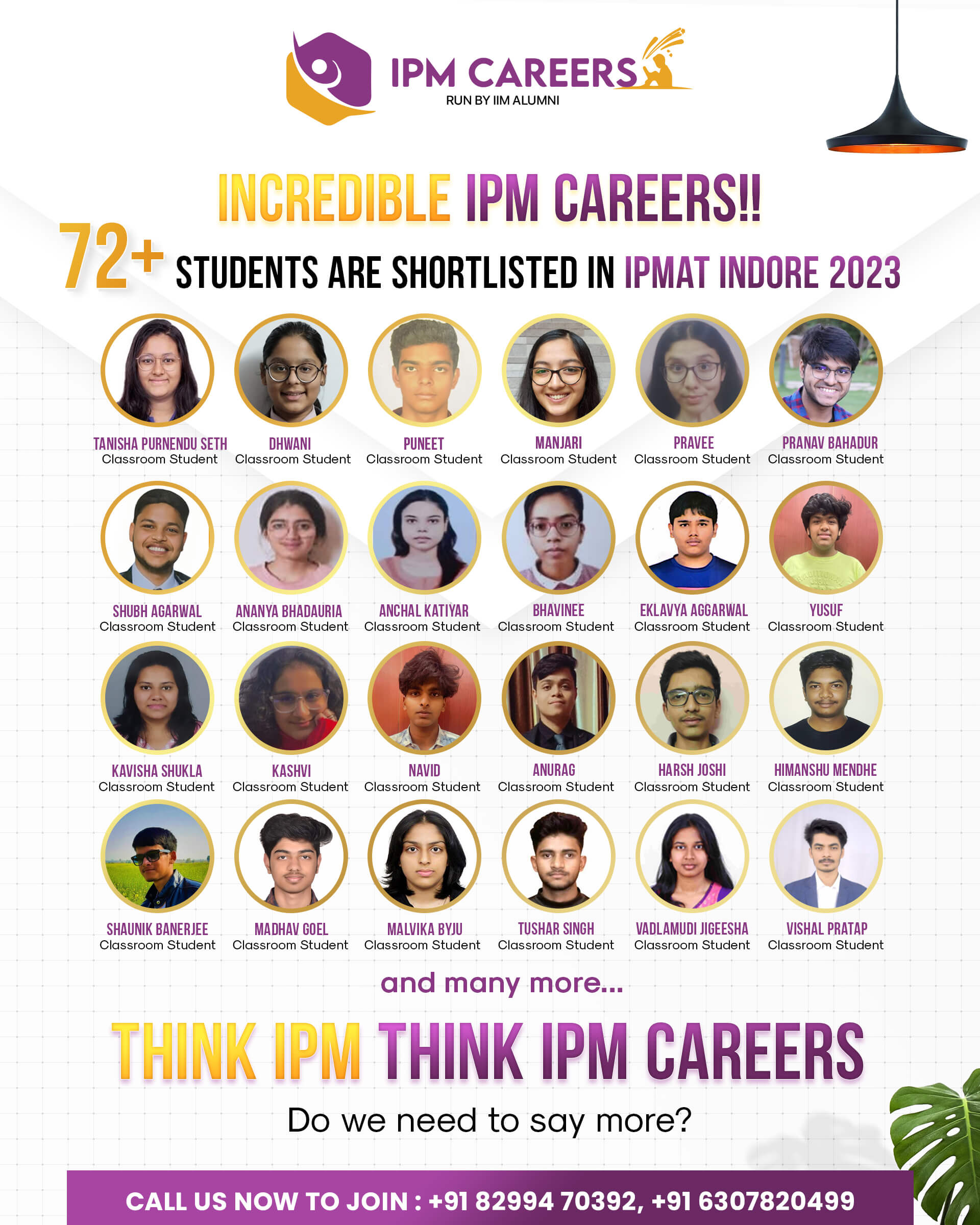 Whooping 72+ Selections in IPMAT 2023 of IPM Careers Students