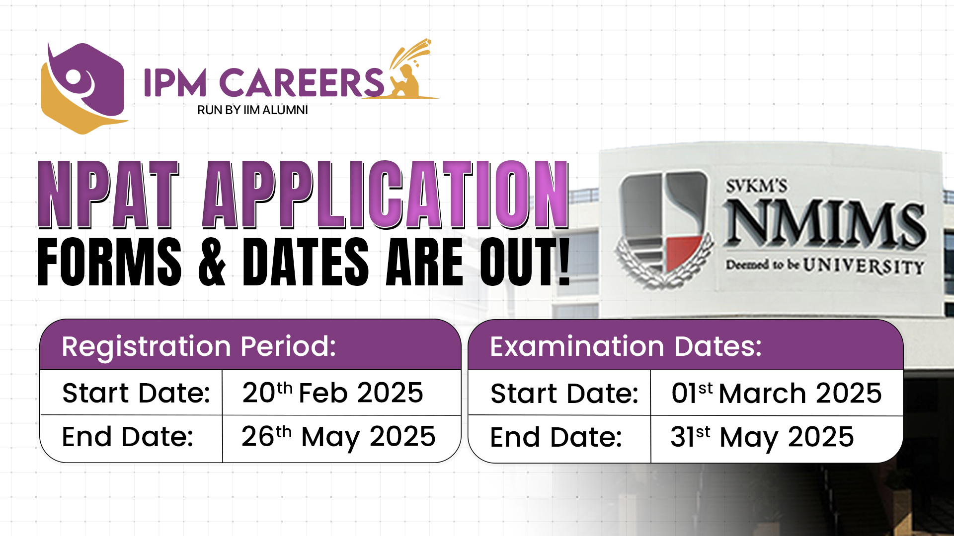 NMIMS-NPAT 2025 Registration [Application Form out] – Syllabus, Fees ...